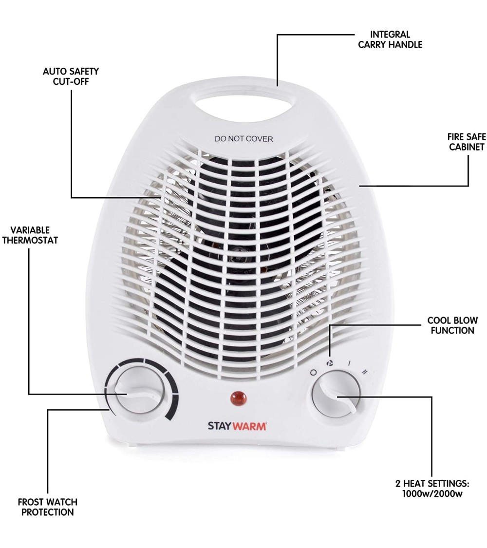 STAYWARM® 2000W Upright Fan Heater (BEAB) with 2 heat settings